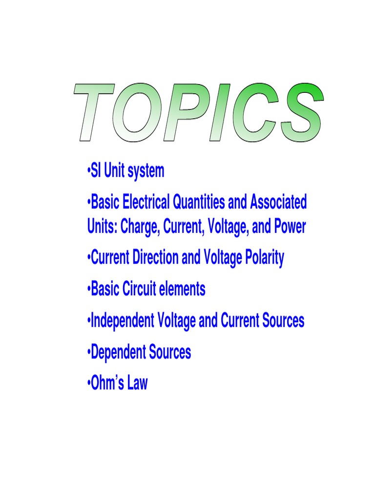 SI Units and Basic Electrical Concepts | PDF | Electric Current | Voltage