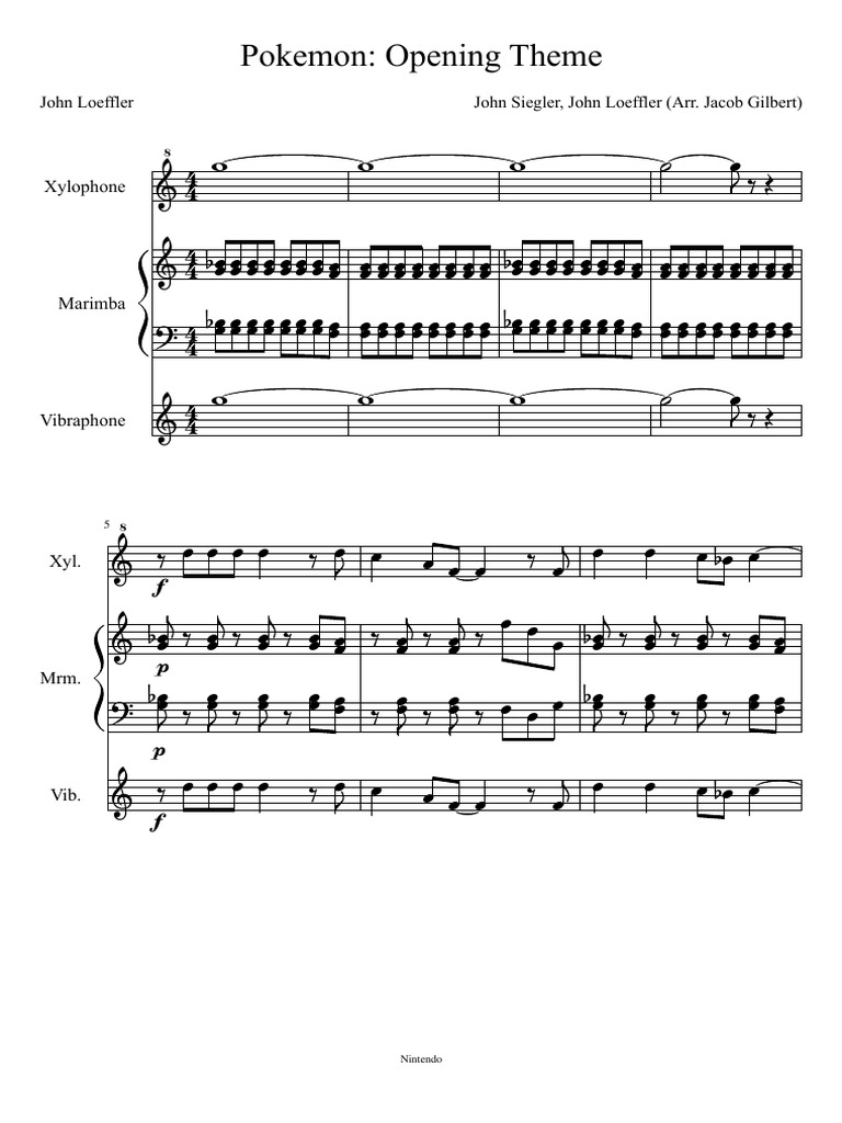 Pokemon: Opening Theme: Xylophone | PDF | Media Industry | Video Game ...
