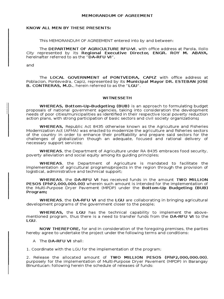 Draft Moa - MPDP | PDF | Construction Bidding | Invoice