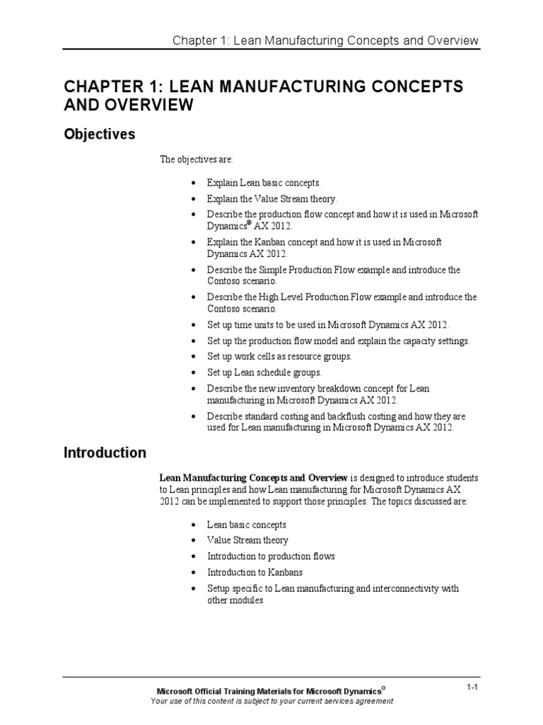 Chapter 1: Lean Manufacturing Concepts and Overview: Objectives ...