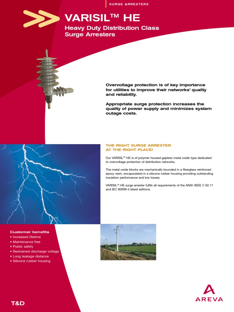 Heavy Duty Distribution Class Surge Arresters VARISIL HE.31242613 | PDF ...