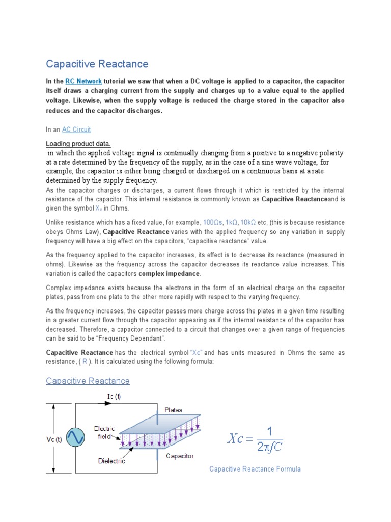 Capacitive Reactance | PDF | Capacitor | Electrical Impedance