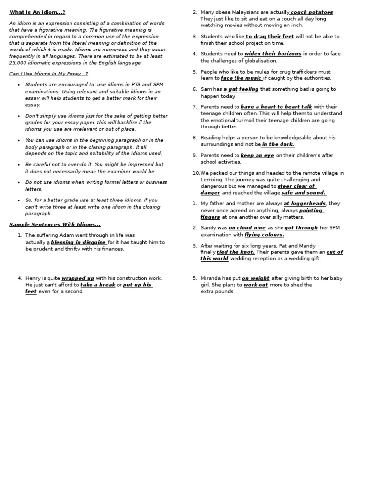 What Is An Idiom... ?: Danger and Reached The Village Safe and Sound ...