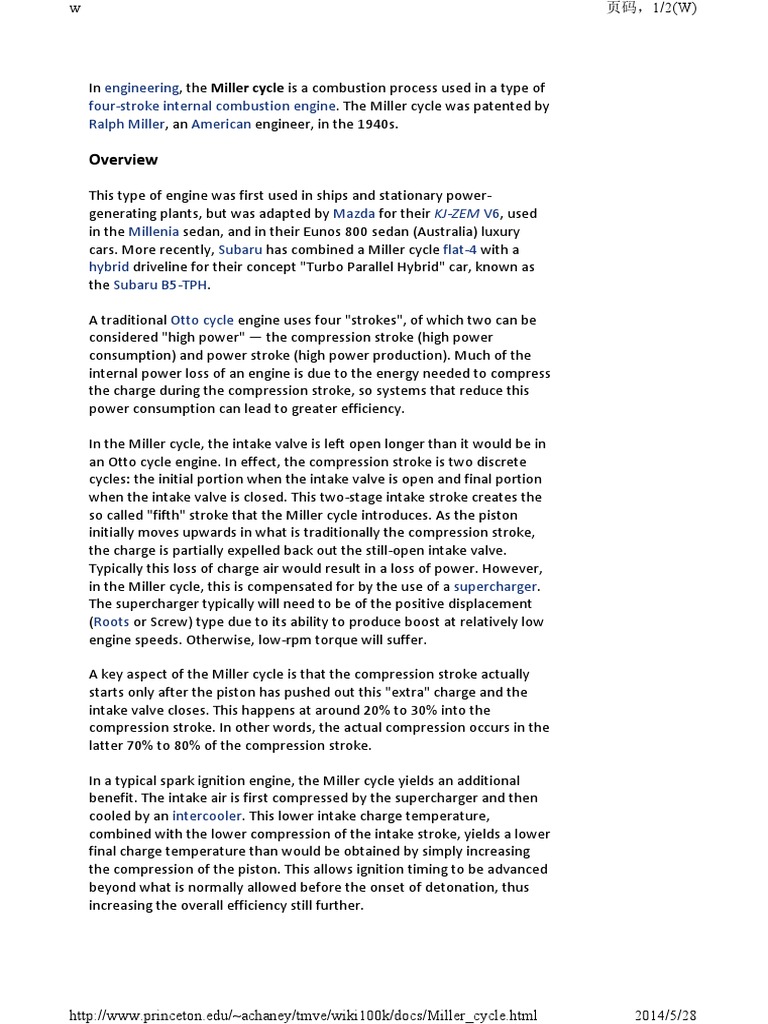 An Overview of the Miller Cycle Combustion Process Used in Internal ...