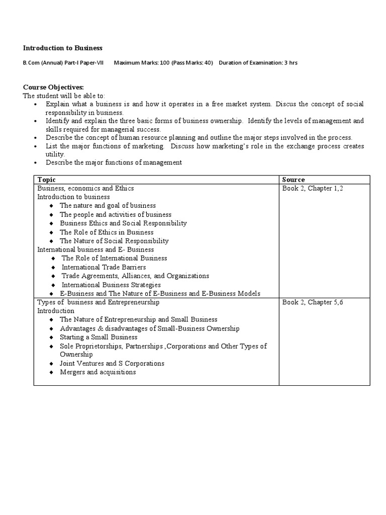 Introduction to Business Course Guide | PDF | Small Business | Business