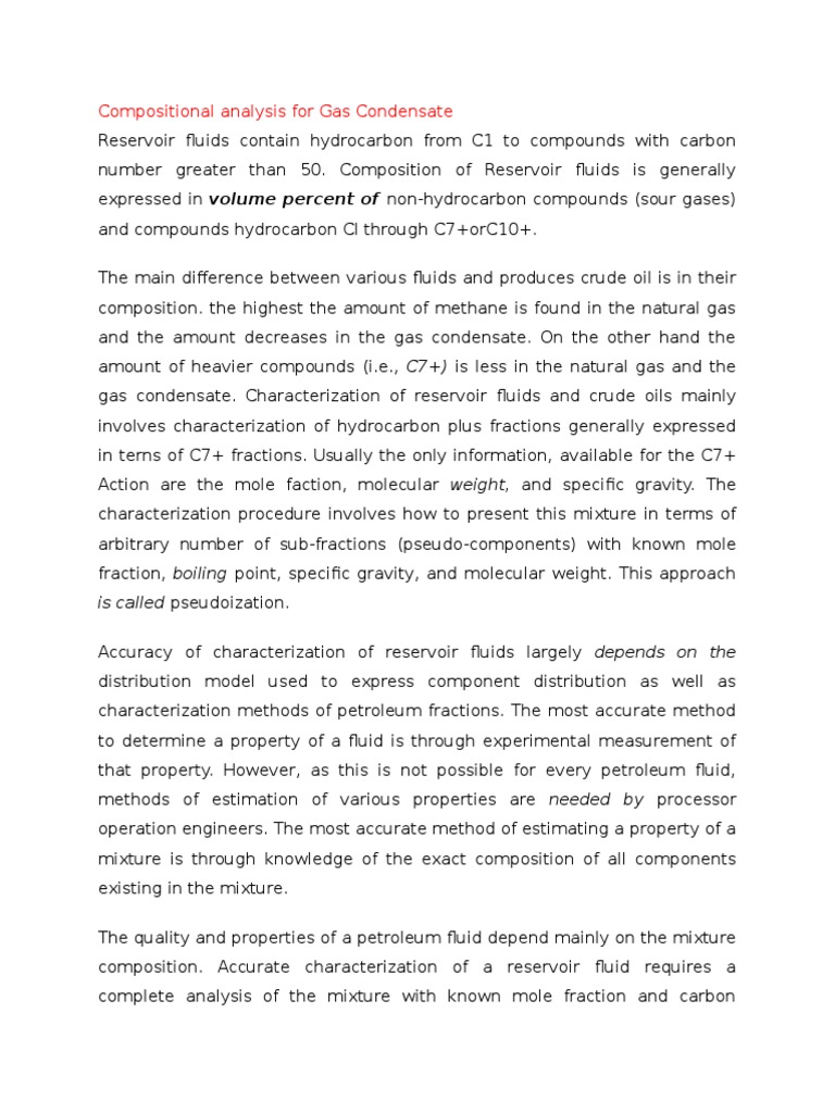 Compositional Analysis For Gas Condensate | PDF | Petroleum | Natural Gas