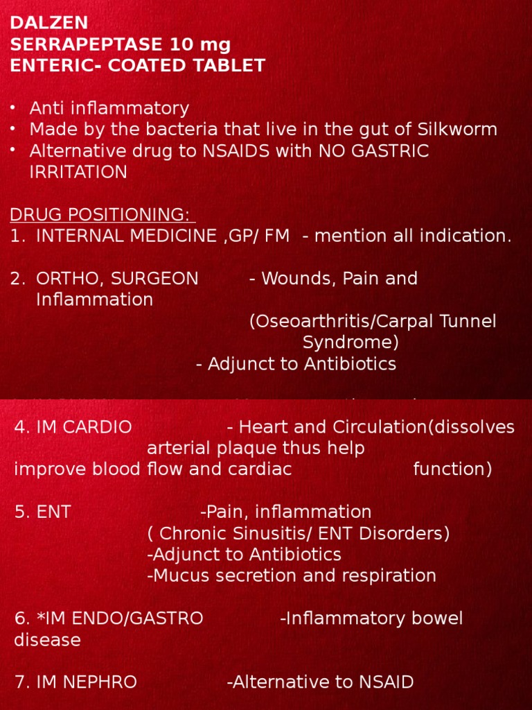 Dalzen Serrapeptase 10 MG Enteric-Coated Tablet | PDF