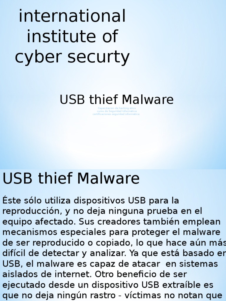 Malware USB Thief: Riesgos y Seguridad | PDF | Malware | USB