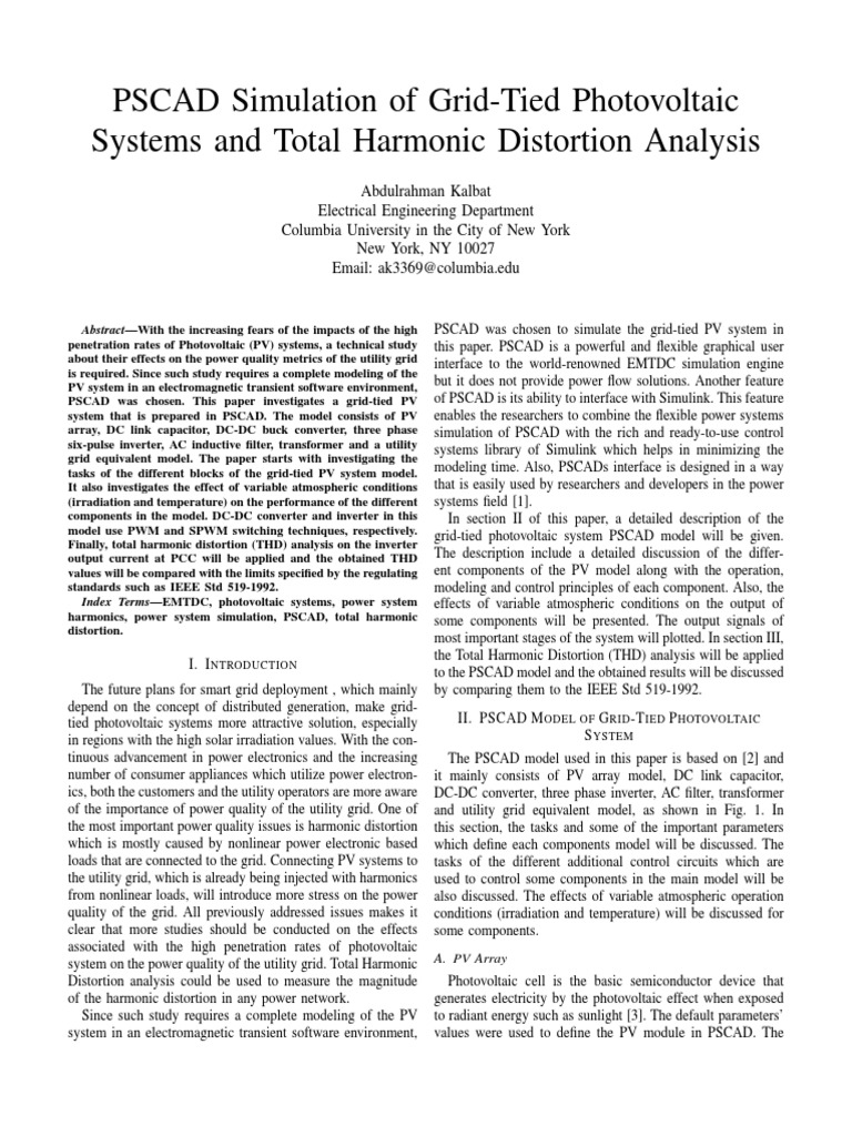 Pscad PV THD | PDF | Power Inverter | Photovoltaic System