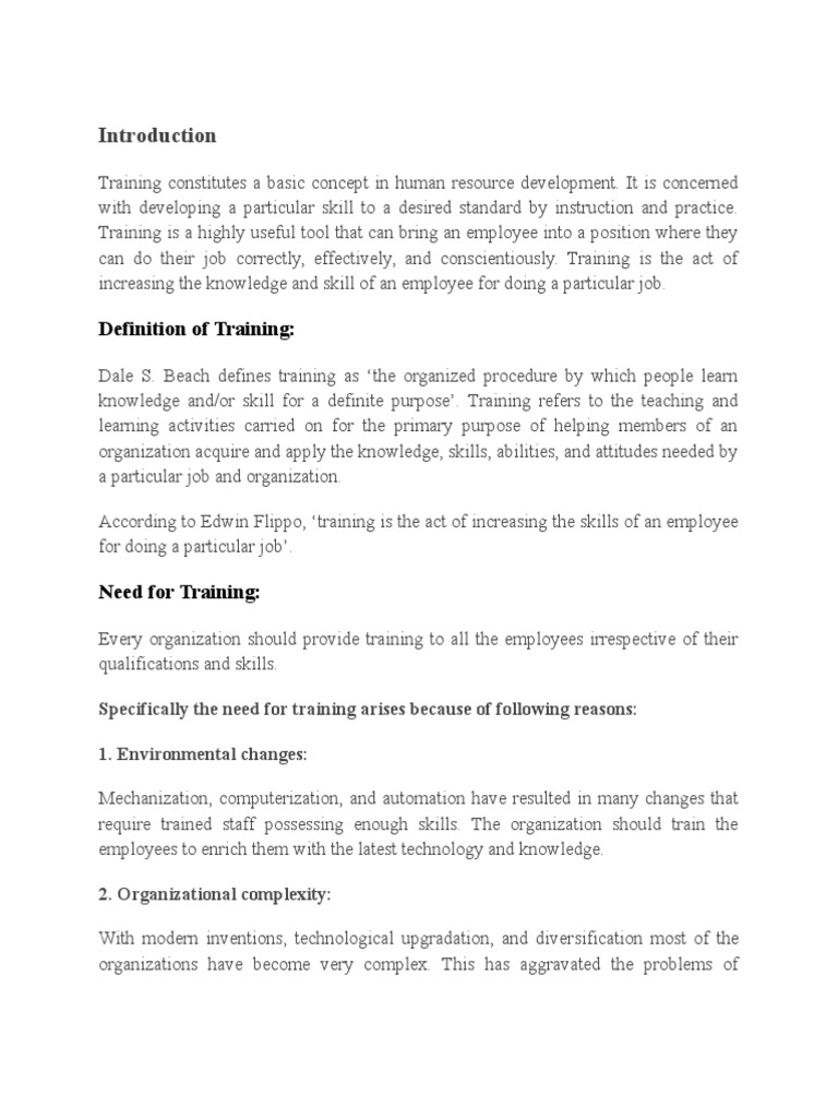 Definition of Training | PDF | Evaluation | Instructional Design