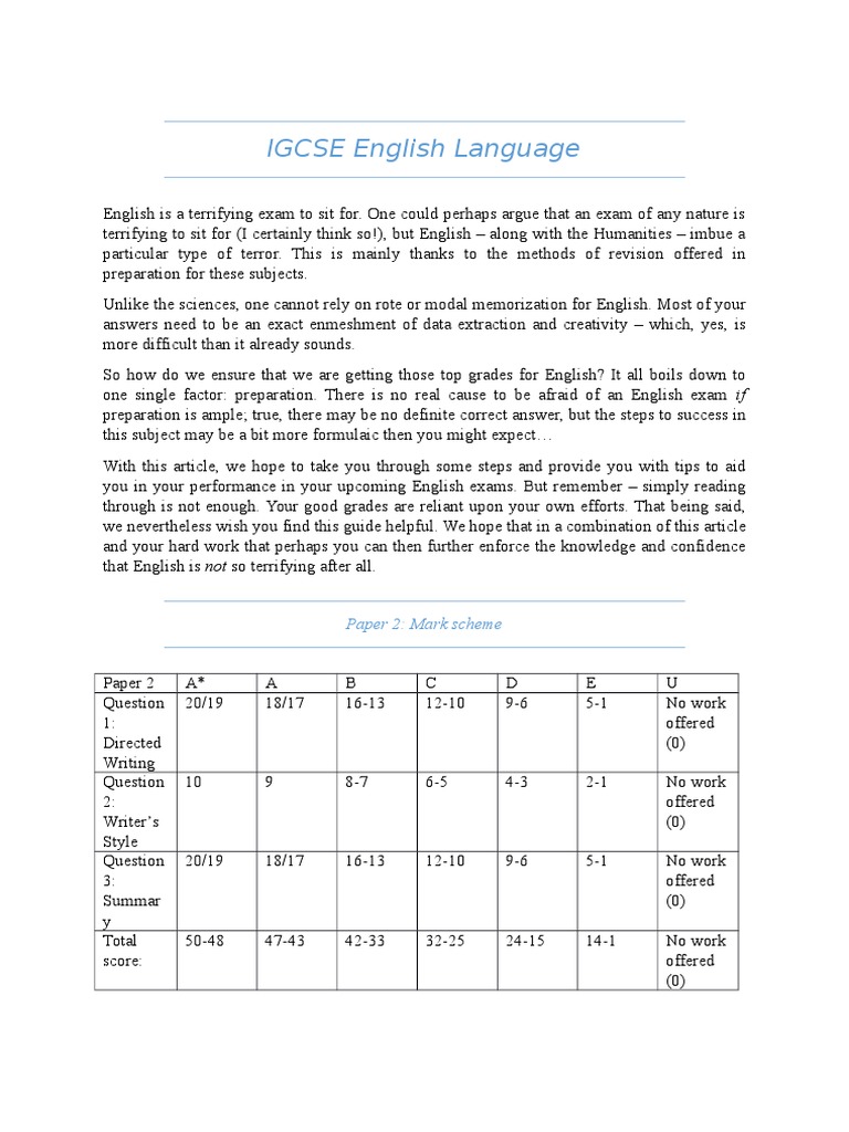 Igcse English Language Revision Article | PDF | Narrative | Test ...