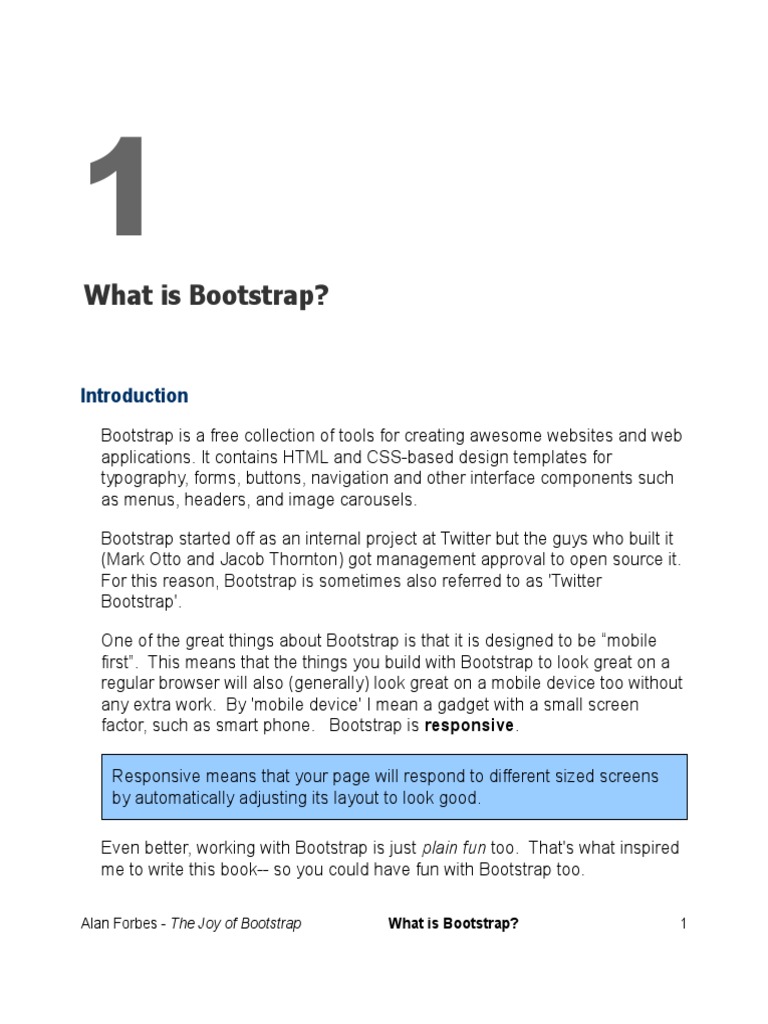 What Is Bootstrap?: Alan Forbes - The Joy of Bootstrap 1 | PDF | Bootstrap (Front End Framework ...