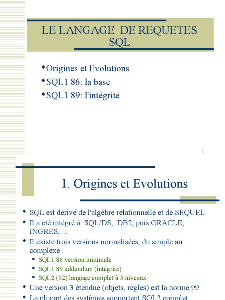 Slide SQL COURS | PDF | SQL | Logiciel de gestion des données