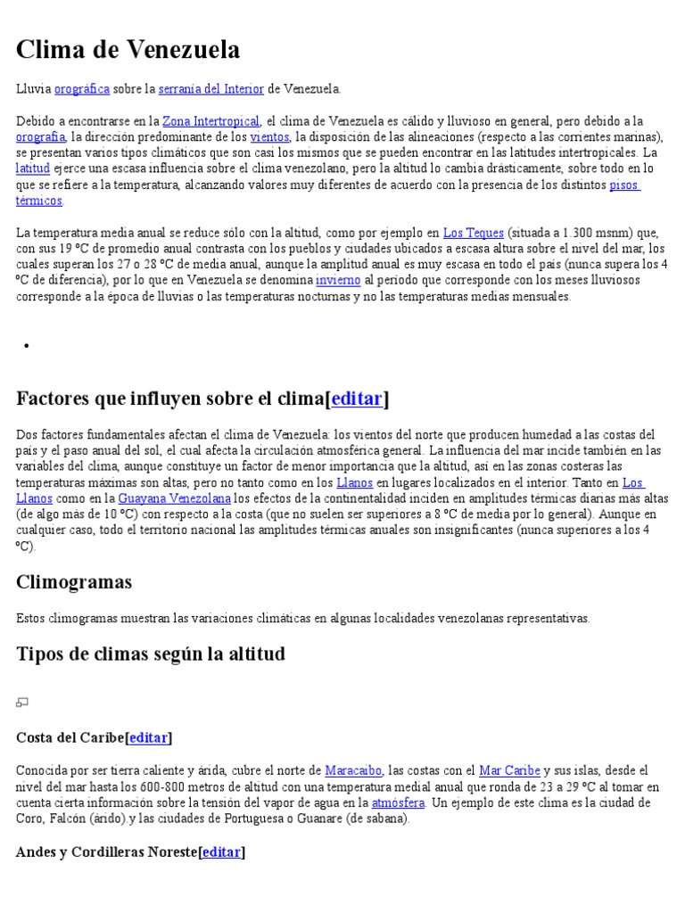 Clima de Venezuela | PDF | Clima | Geografía Física