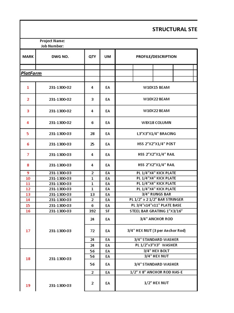 Structural Steel Quantity Takeoff Guide | PDF