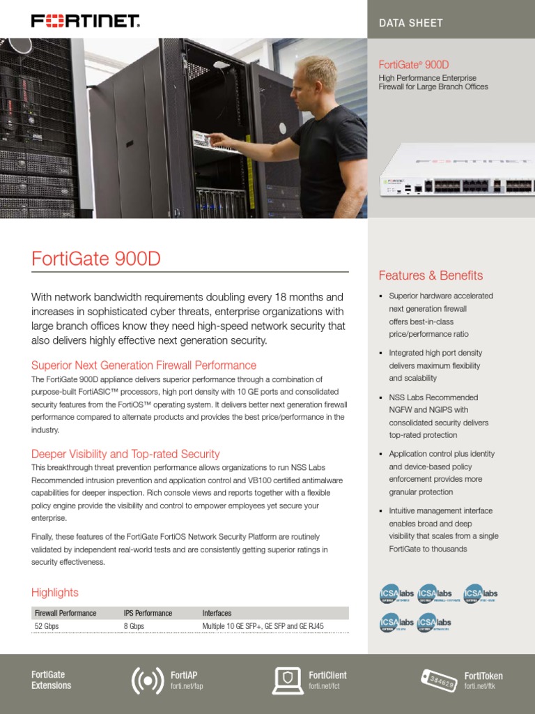Fortigate 900D: Features & Benefits | PDF | Firewall (Computing) | Computer Network