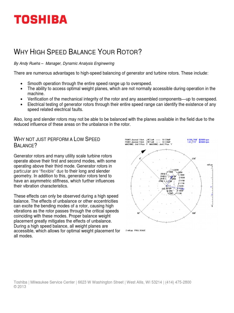 Advantages of High Speed Balancing - Toshiba | PDF | Turbine | Electric ...