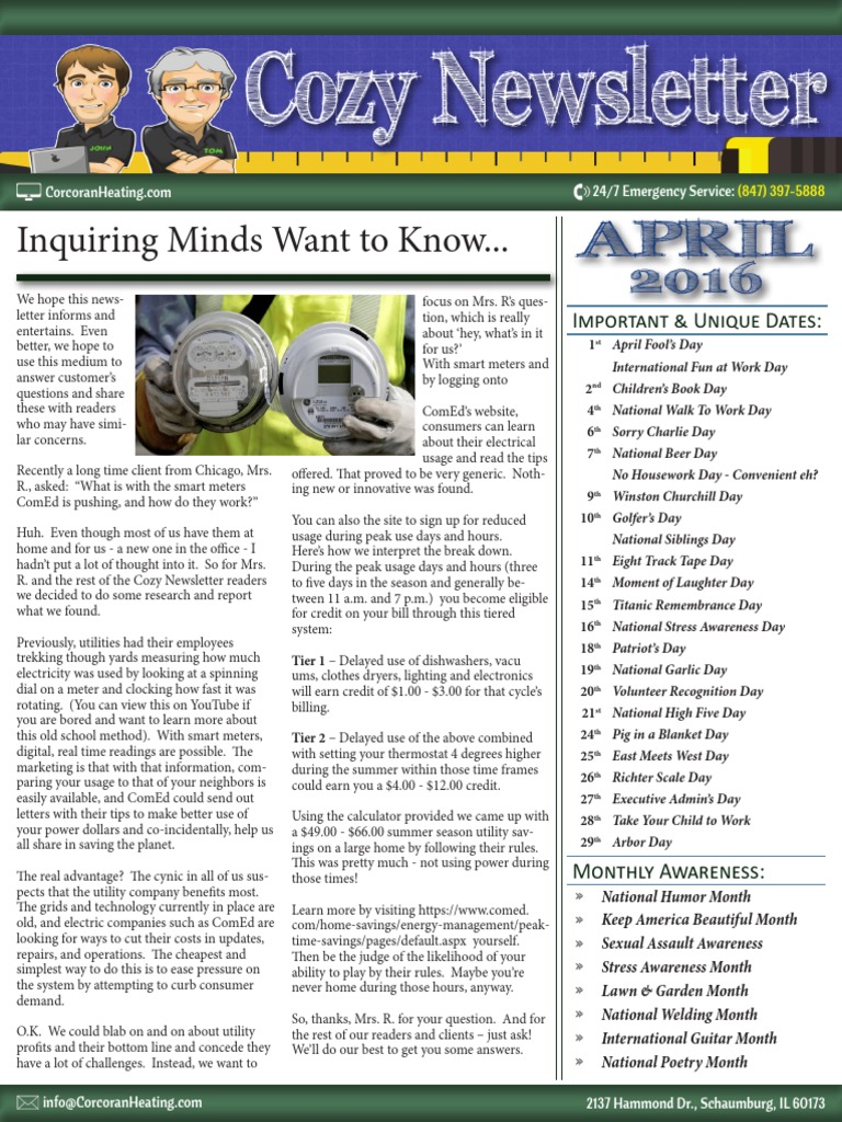 Cozy Newsletter April 2016 | PDF | Garlic | Foods