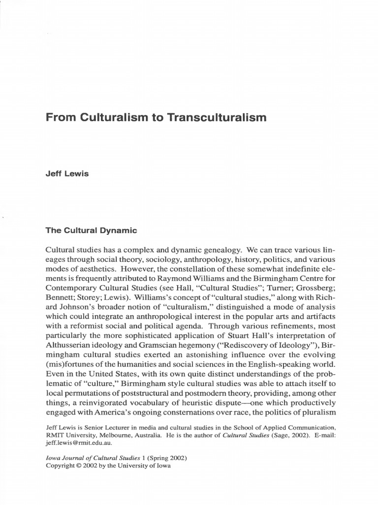 From Culturalism To Transculturalism | PDF | Cultural Studies ...