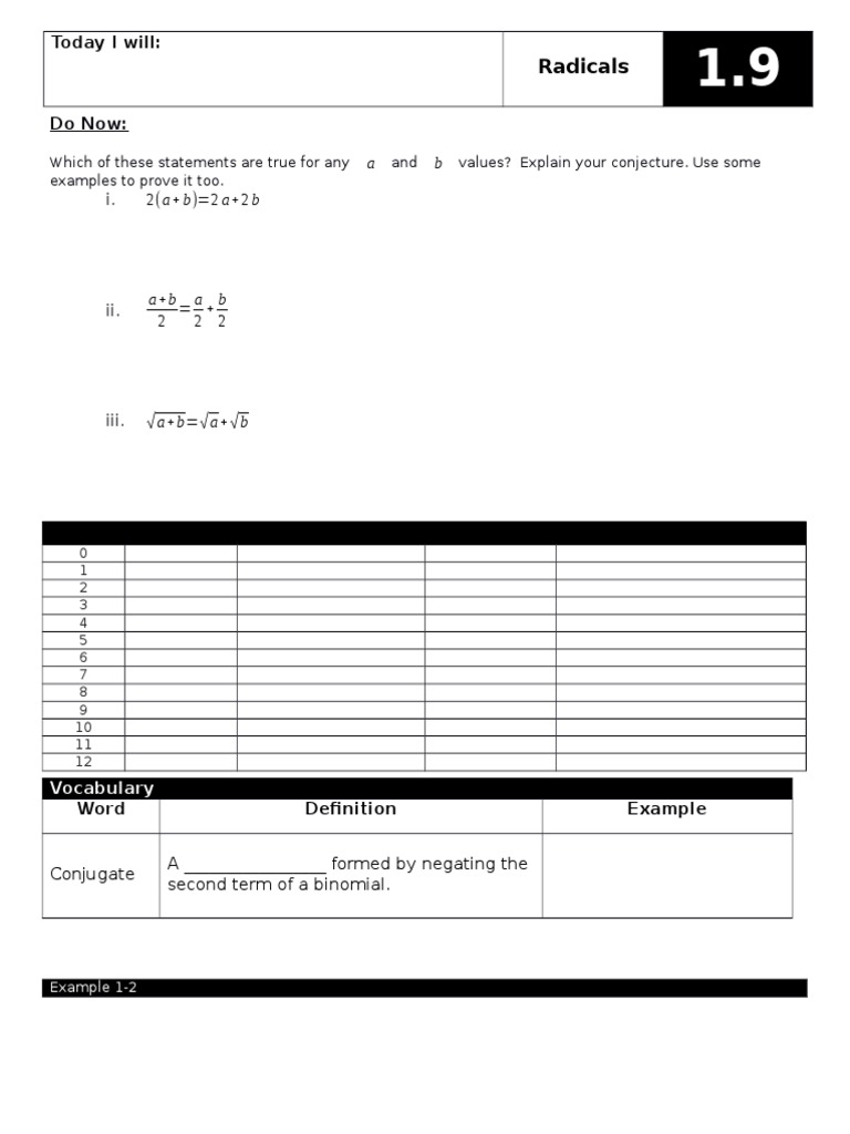 Radical Expressions for Students | PDF