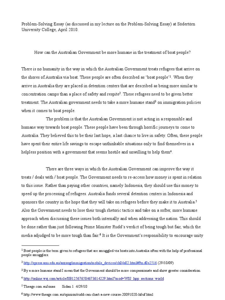 Problem Solving Sample Essay | PDF | Refugee | Public Sphere