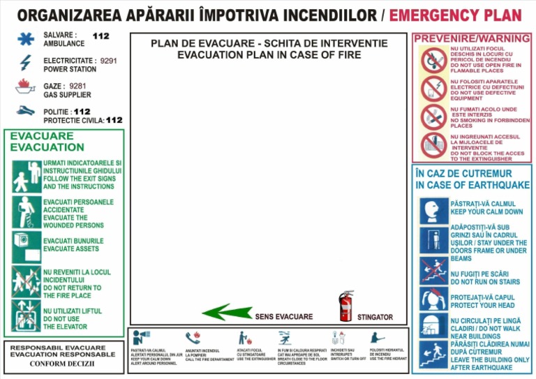 Plan de Evacuare in Caz de Incendiu Gata de Tiparit | PDF
