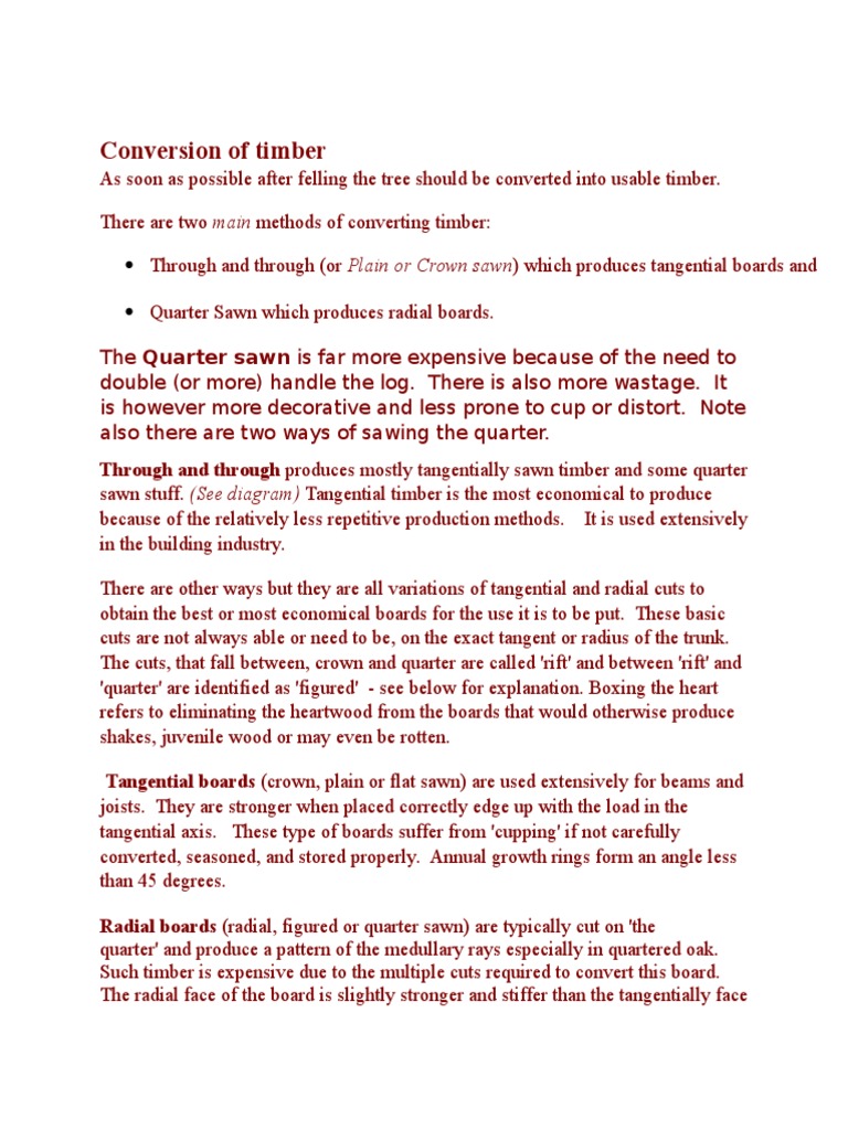 Conversion of Timber: Through and Through Produces Mostly Tangentially ...