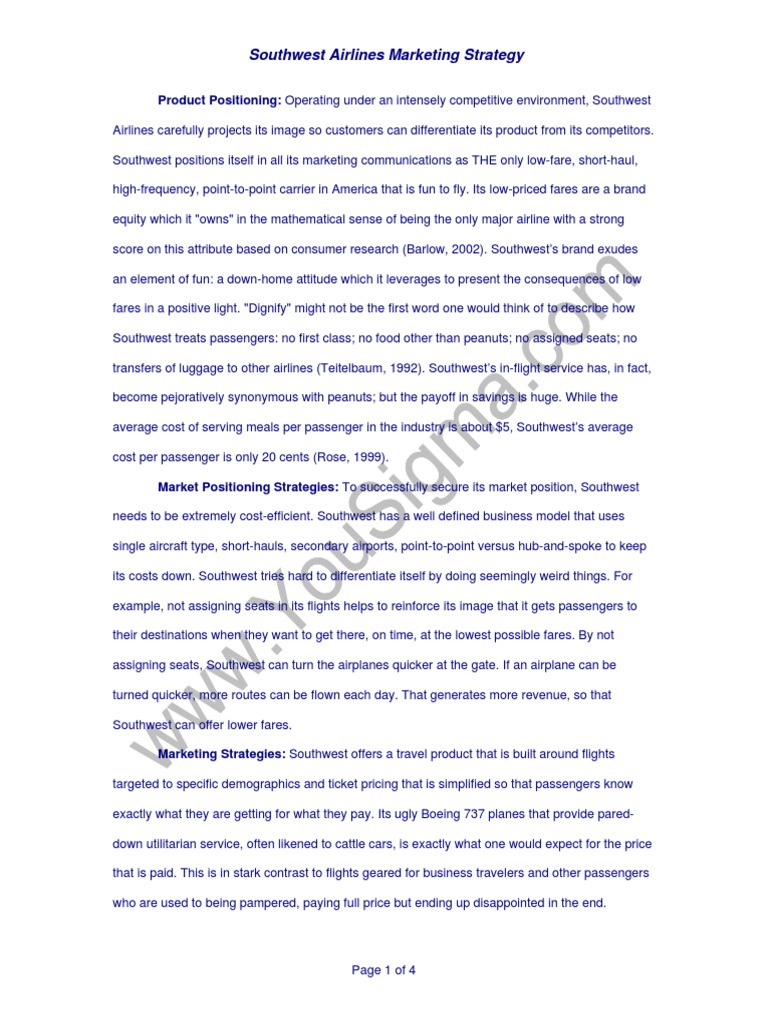Southwest Airlines Marketing Strategy | Download Free PDF | Southwest ...