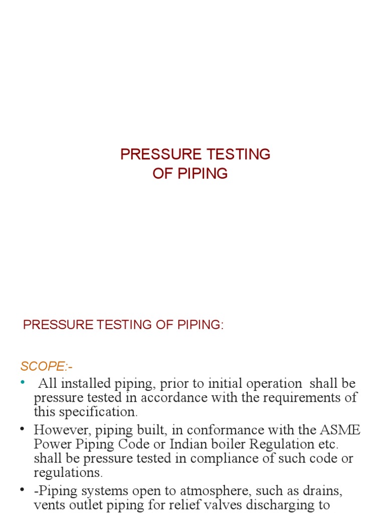 3.06 A Pressure Testing of Piping | PDF | Valve | Pipe (Fluid Conveyance)