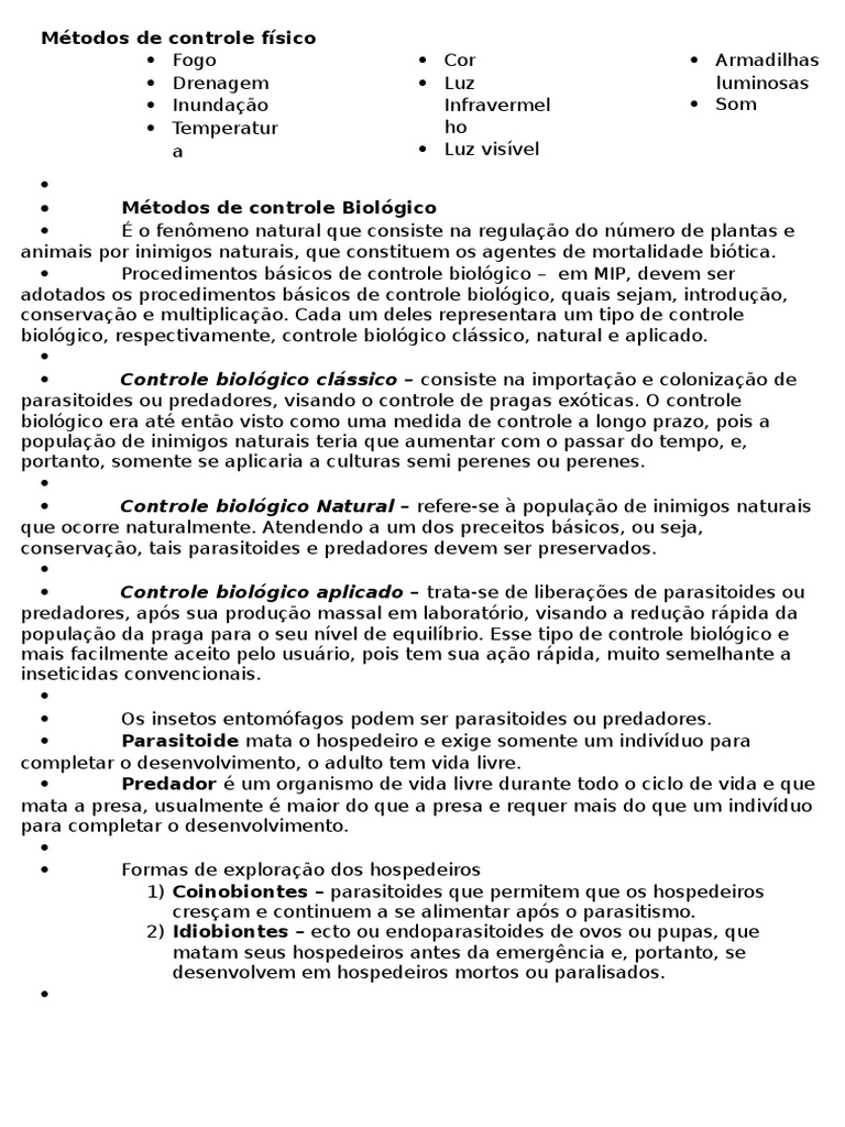 Métodos de Controle Físico | PDF | Controle biológico de pragas ...