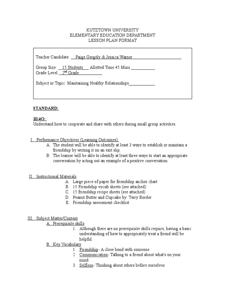 Friendship Lesson Plans High School Friendship Activities
