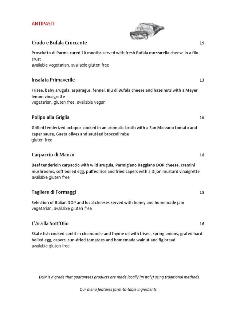Antica Pesa New Spring 2016 Menu | PDF | Pasta | Mediterranean Cuisine