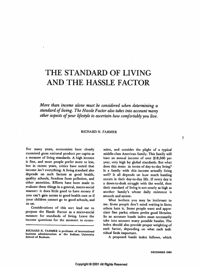 The Standard of Living and The Hassle Factor | PDF | Fuel Economy In ...