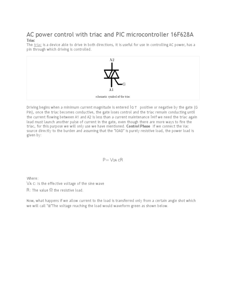 AC Power Control With Triac and PIC Microcontroller 16F628A | PDF | Ac ...