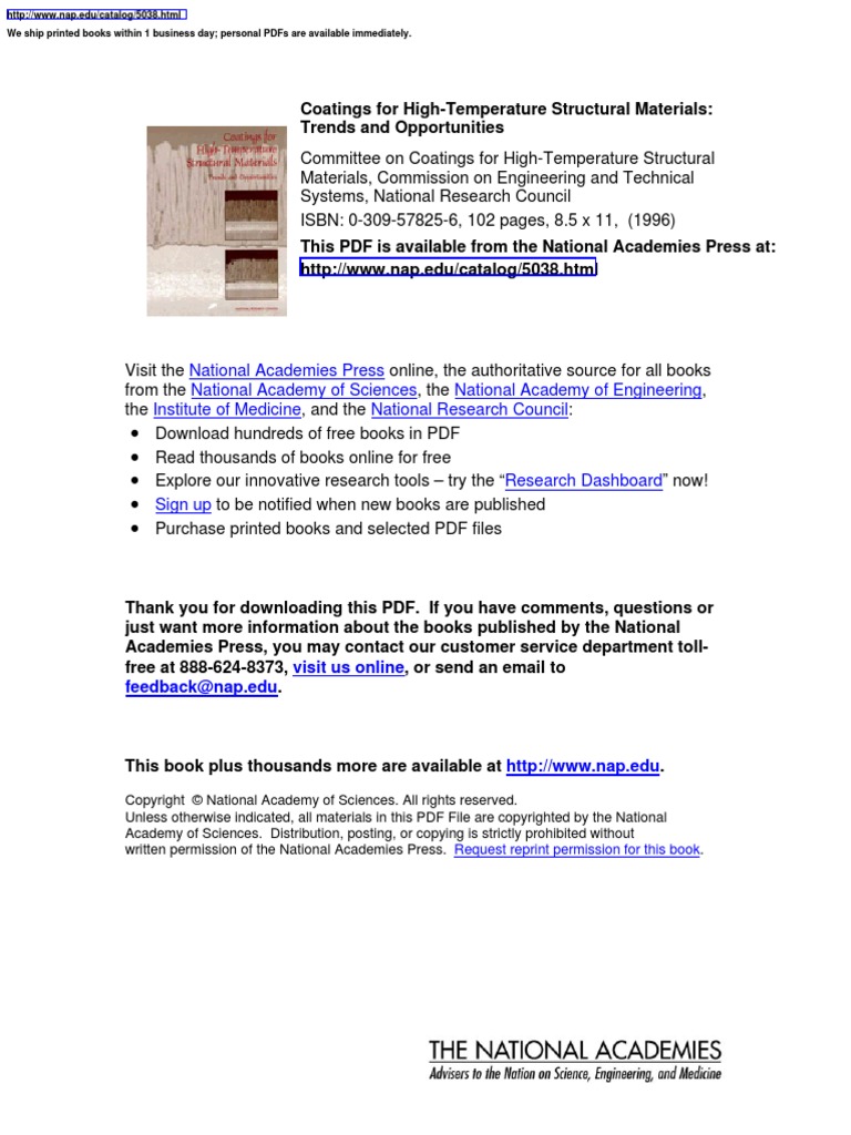 Coatings For High-Temperature Structural Materials | PDF | Gas Turbine ...