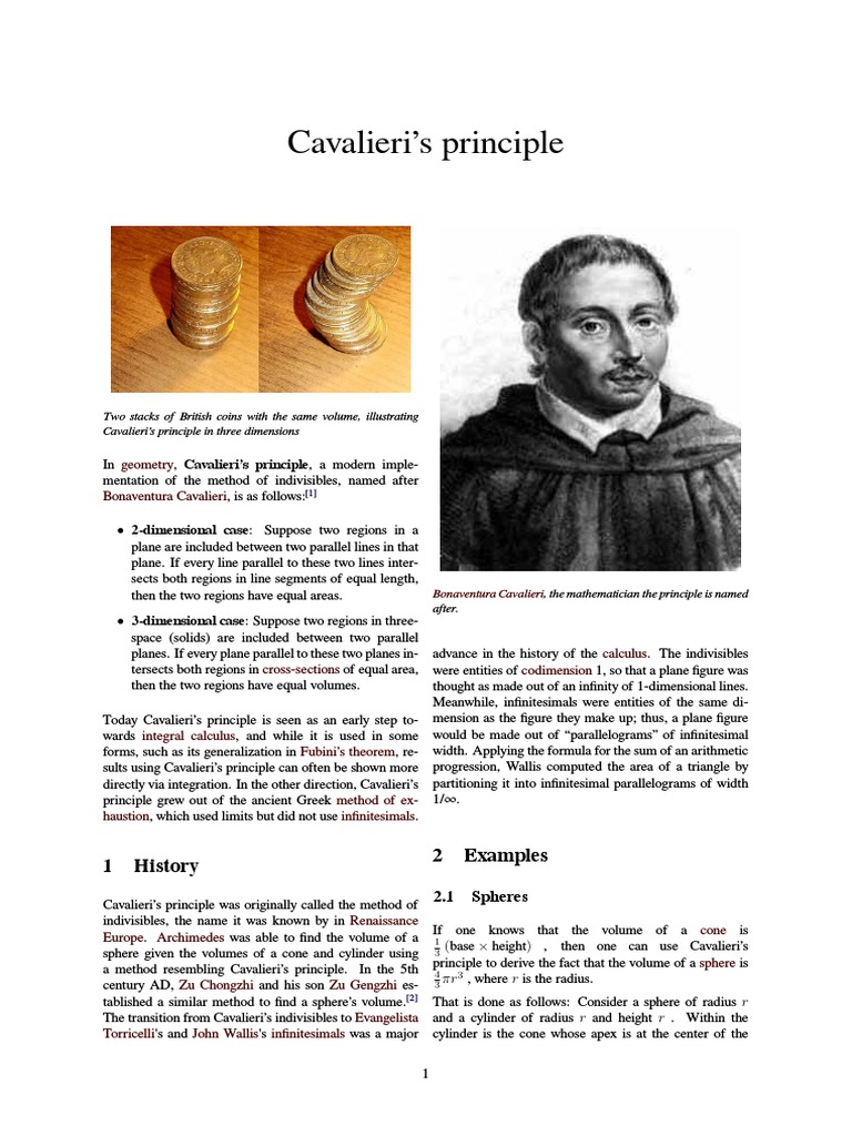 Cavalieri's Principle | PDF | Geometric Shapes | Geometry