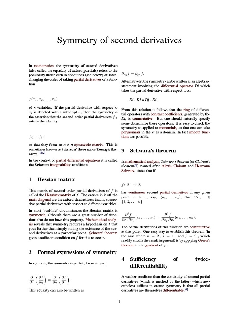 Symmetry of Second Derivatives | PDF | Geometry | Algebra