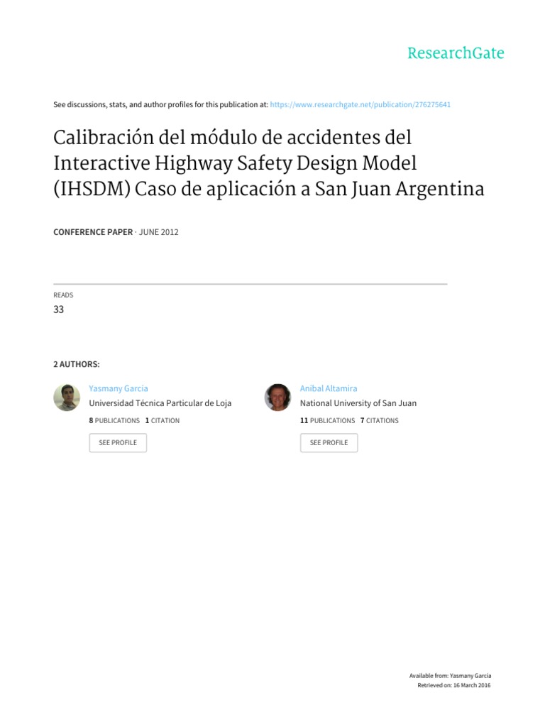 Calibración Del Módulo de Accidentes Del Interactive Highway Safety ...