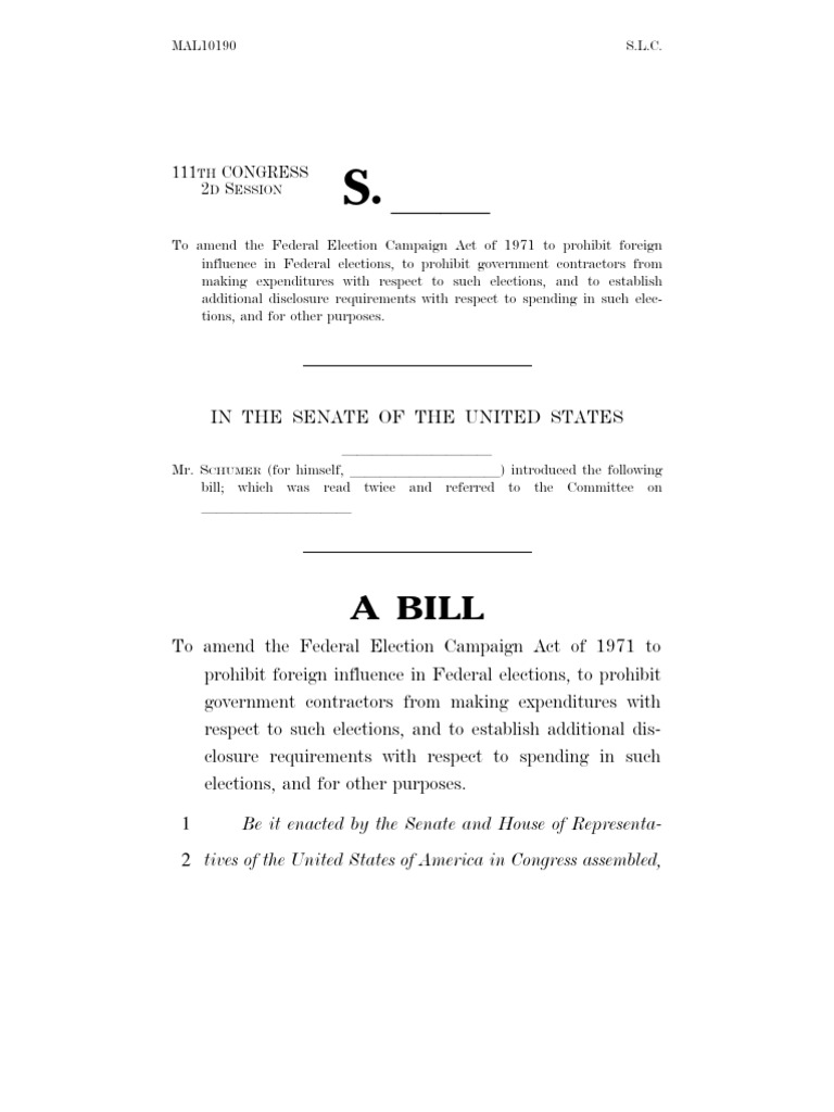 Disclose Act | PDF | Public Sphere | Politics Of The United States
