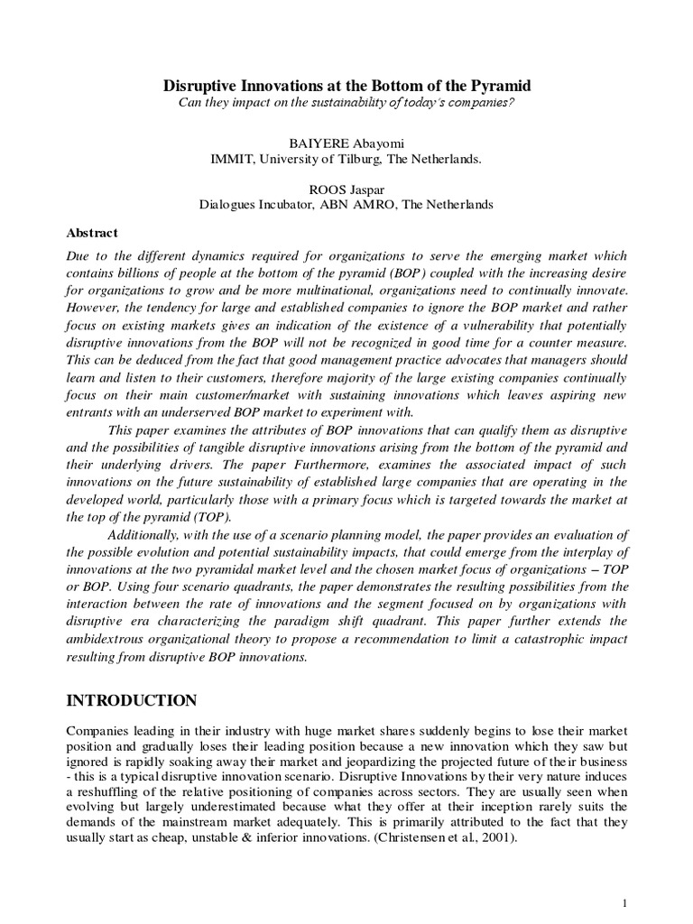 Disruptive Innovations PDF | PDF | Disruptive Innovation | Innovation