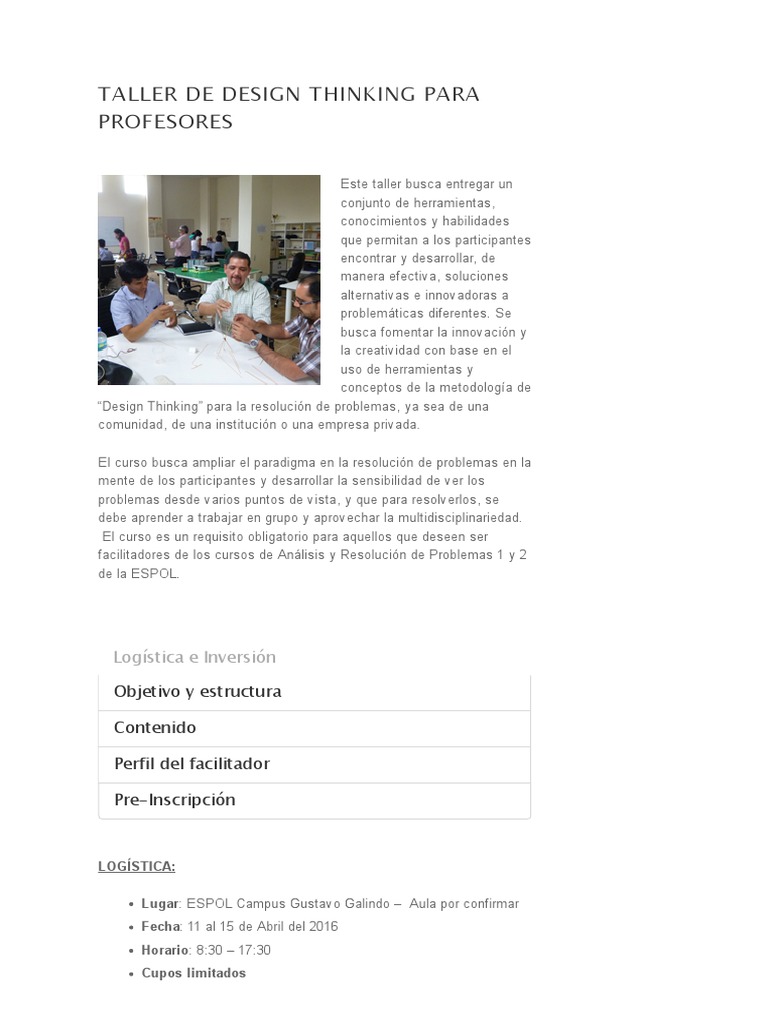 Capacitacion, Design Thinking ESPOL | PDF