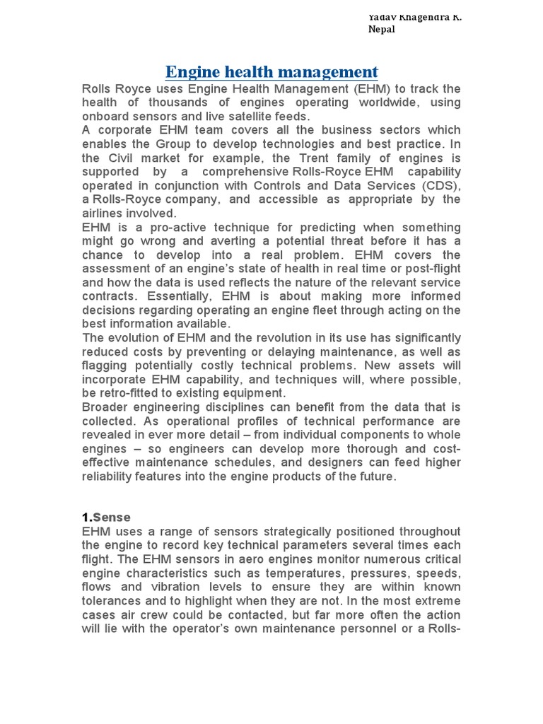 Rolls-Royce Engine Health Management Overview | PDF | Takeoff | Aircraft