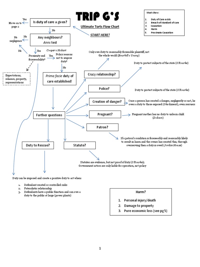 Trip G Torts Flow Chart | PDF | Negligence | Causation (Law)