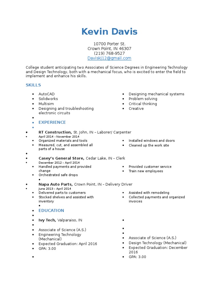 Kevin Davis: Engineering & Design Student | PDF | Art | Technology & Engineering