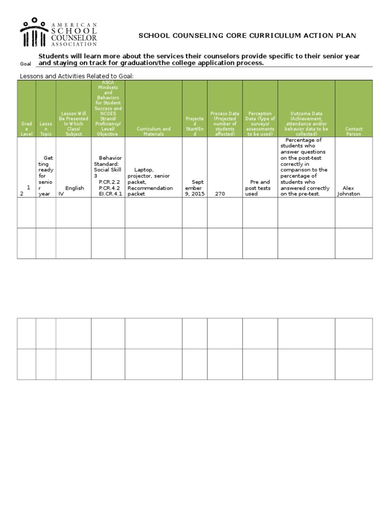 Classroom Guidance Action Plan | PDF | Career & Growth
