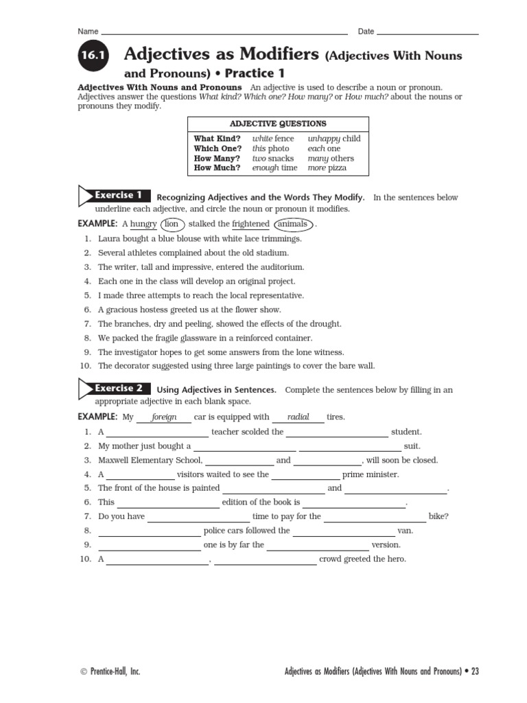 16.1 Adjectives As Modifiers Adjectives With Nouns and Pronouns | PDF