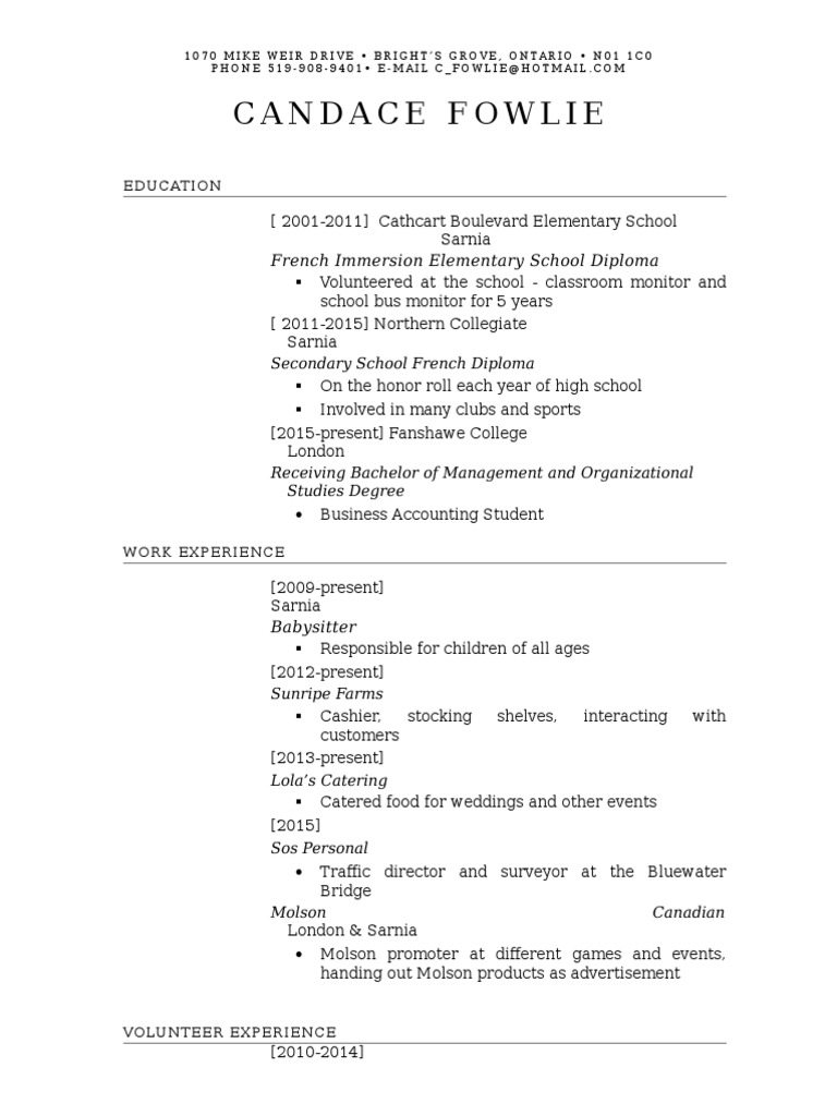 Candace Resume 2016 | PDF | Business | Travel