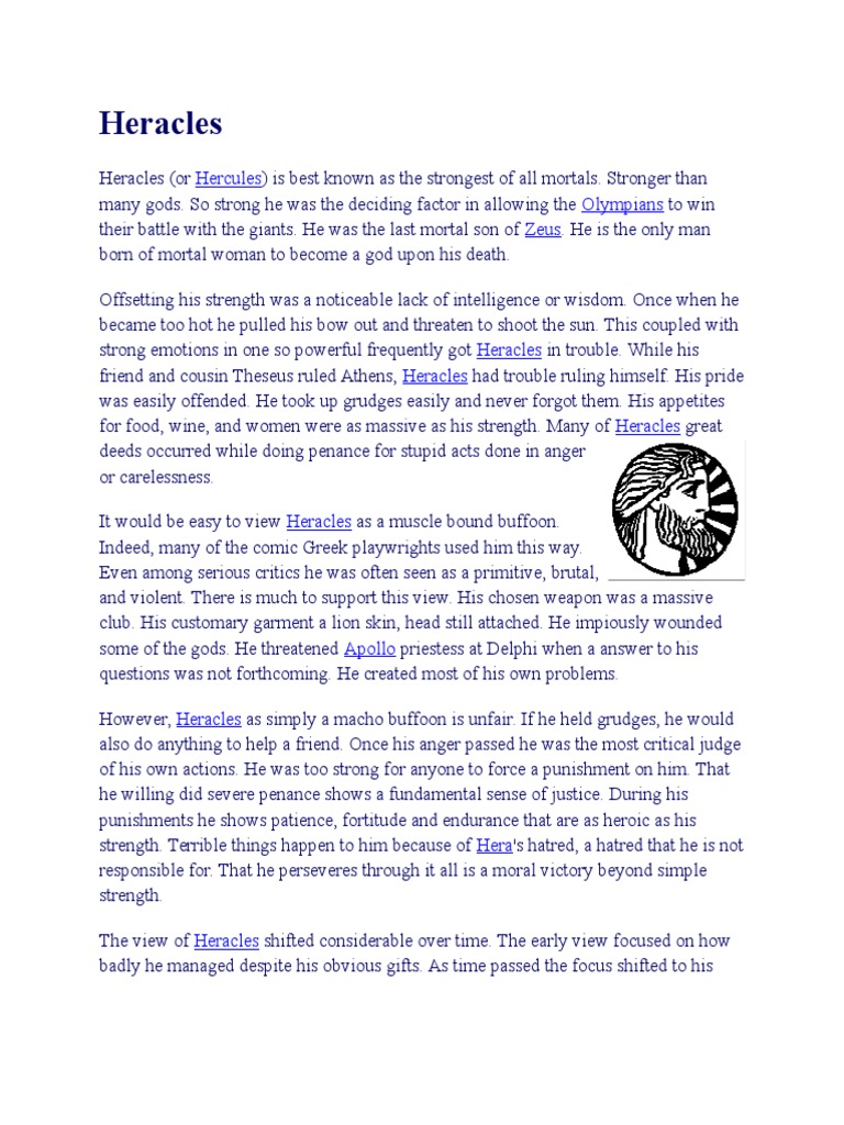 Heracles: Hercules Olympians Zeus | PDF