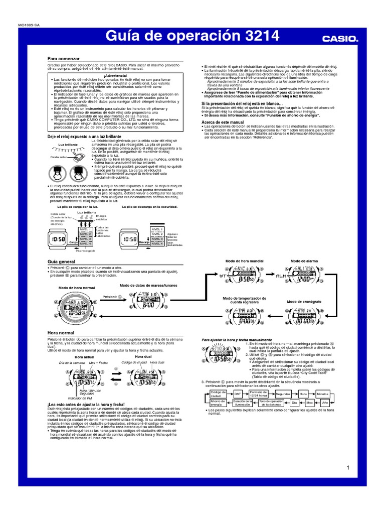 Casio 3214 Manual | PDF | Marea | Batería recargable