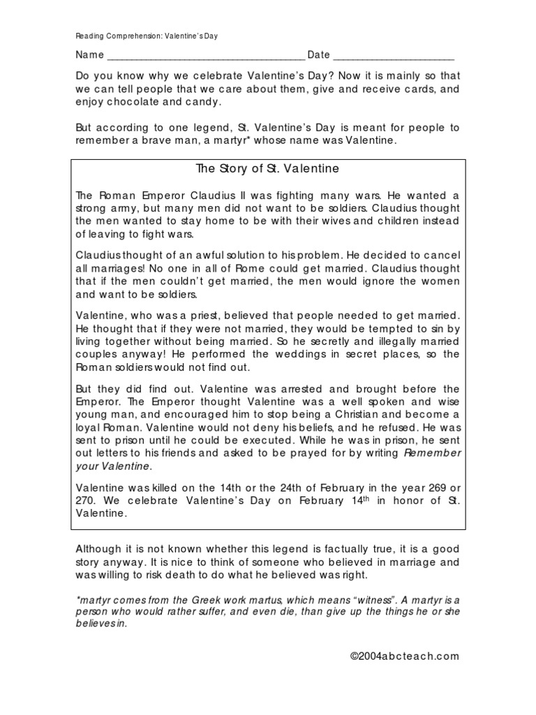 The Story of ST - Valentine | PDF | Valentine's Day